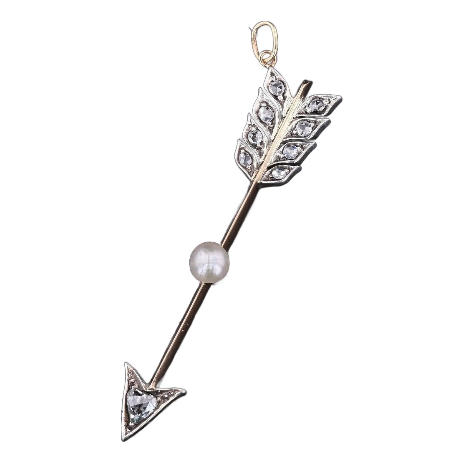 Early 20th Century Antique Diamond Arrow Pendant of 14k Gold | Chairish