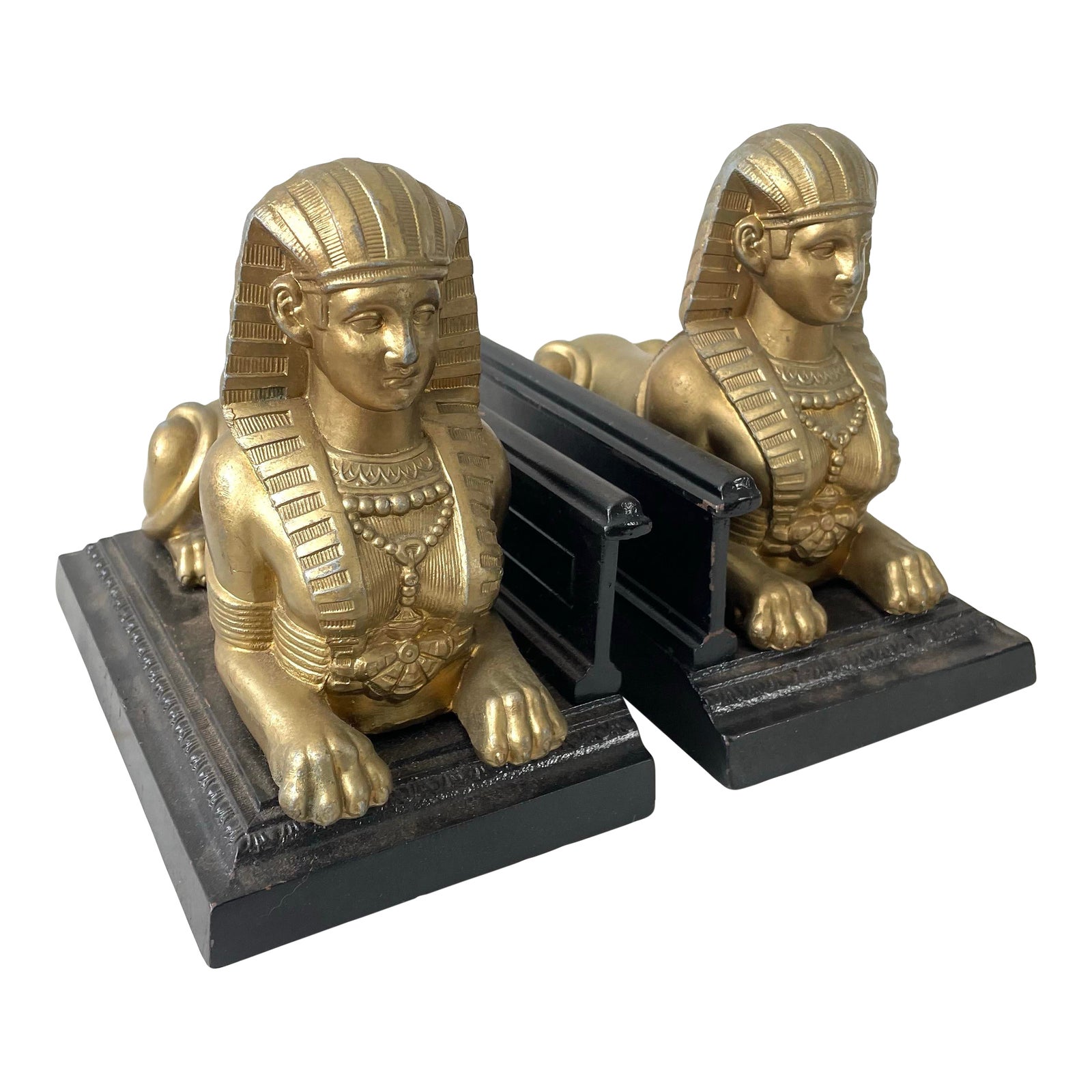 Rare Art Deco Egyptian Sphinx Bookends by Judd Conn | Chairish