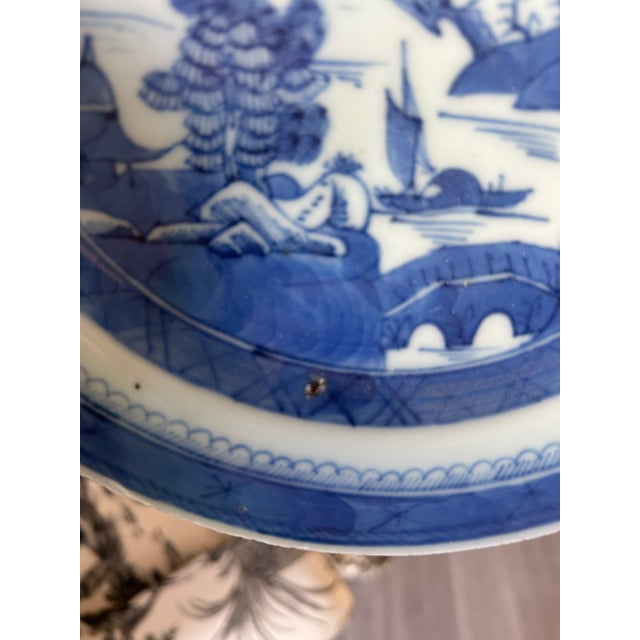 Antique Chinese Blue and White Porcelain Canton Plates- a Pair | Chairish