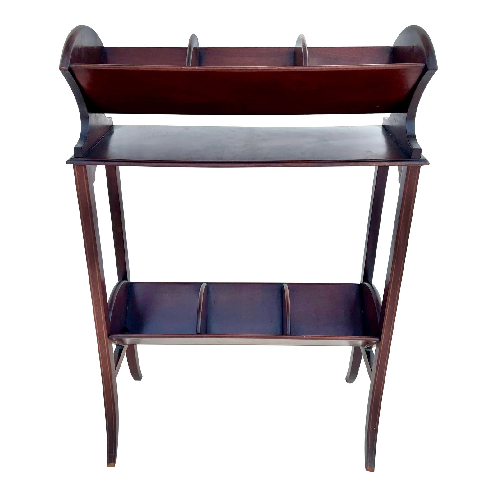 Traditional Edwardian Inlay Mahogany Bookcase Book Trough | Chairish