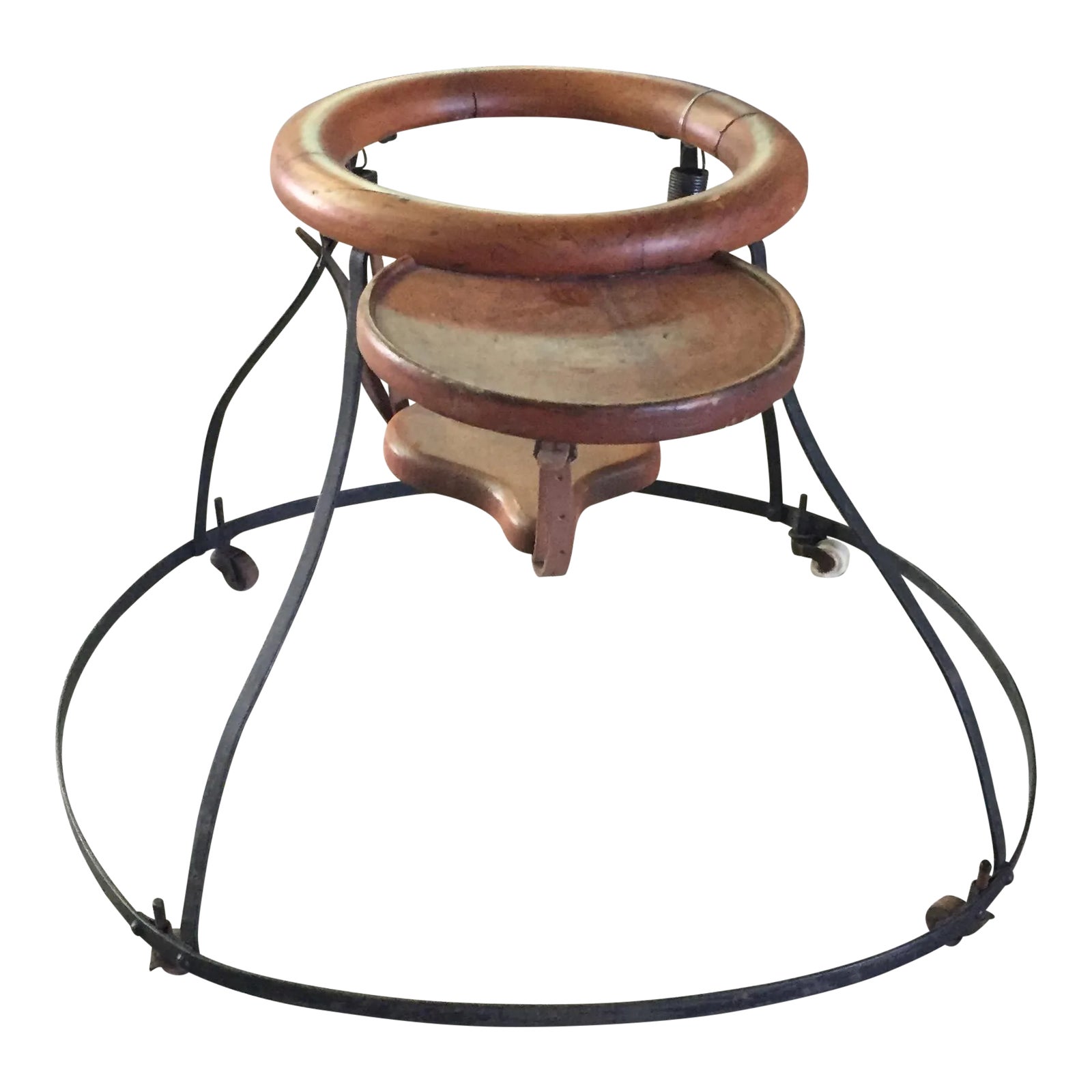 Vintage Rolling Wooden Baby Tender | Chairish