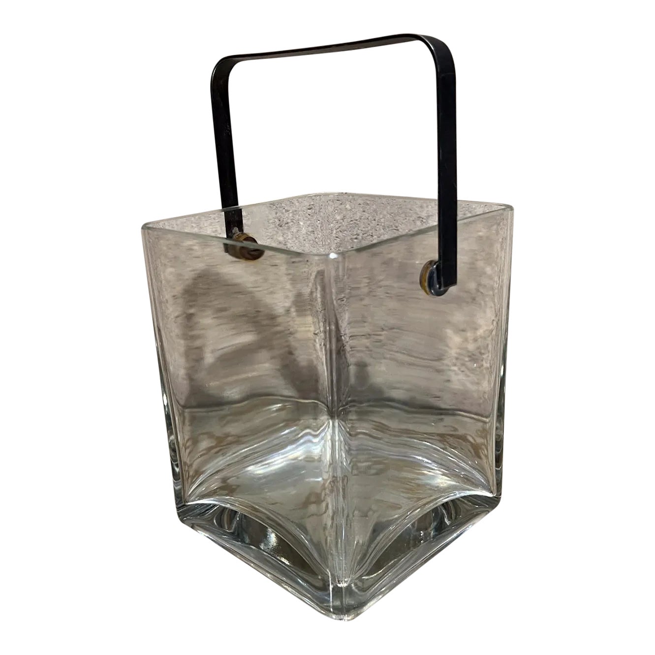 1970s Modern Square Glass Ice Bucket Style of Cristal De Sèvres | Chairish