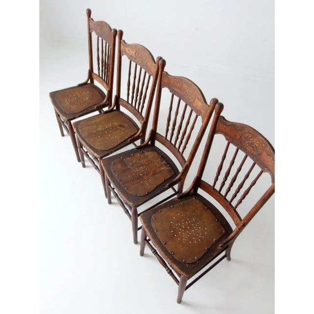 Antique Pressed Back Chairs Set of 4 | Chairish