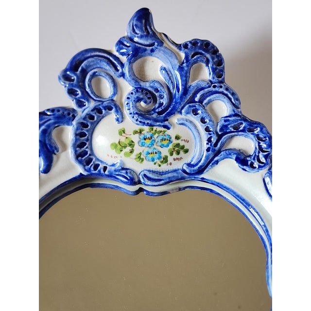 Vintage Handpainted Italian Porcelain Mirror | Chairish