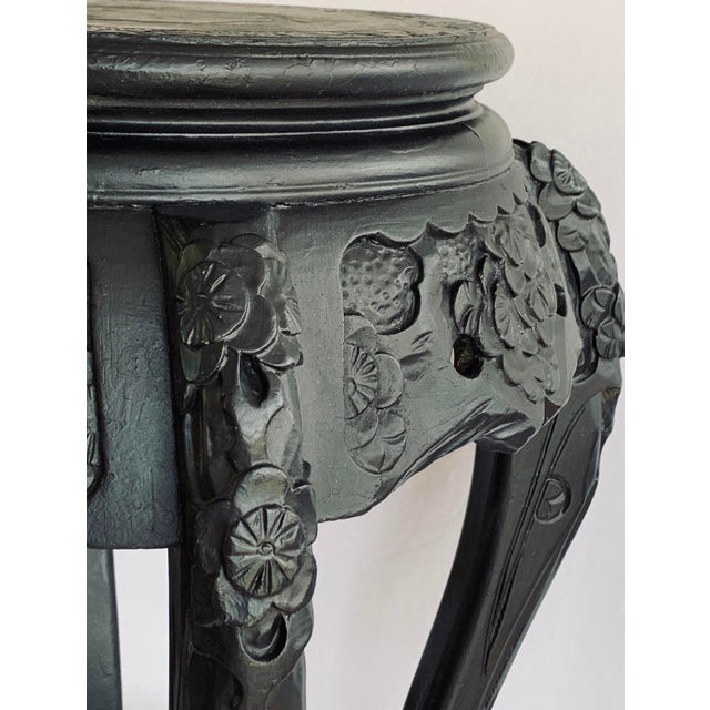 Vintage Chinoiserie Japanese Carved Wood Plant Holder Stand Round Table ...