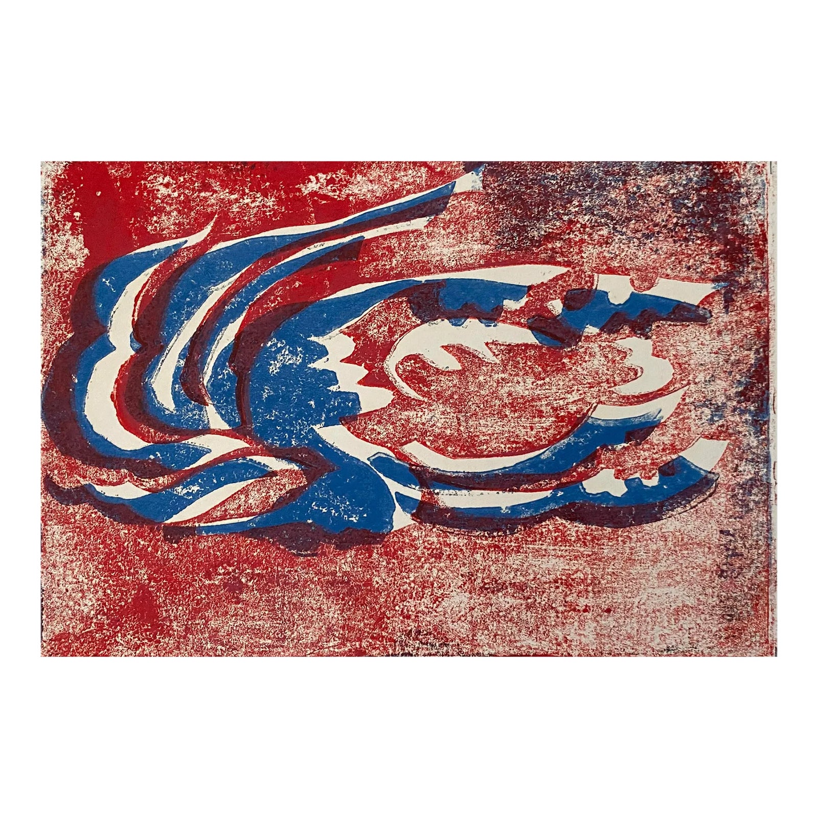 1960s Abstract Midcentury Modern Woodcut Print | Chairish