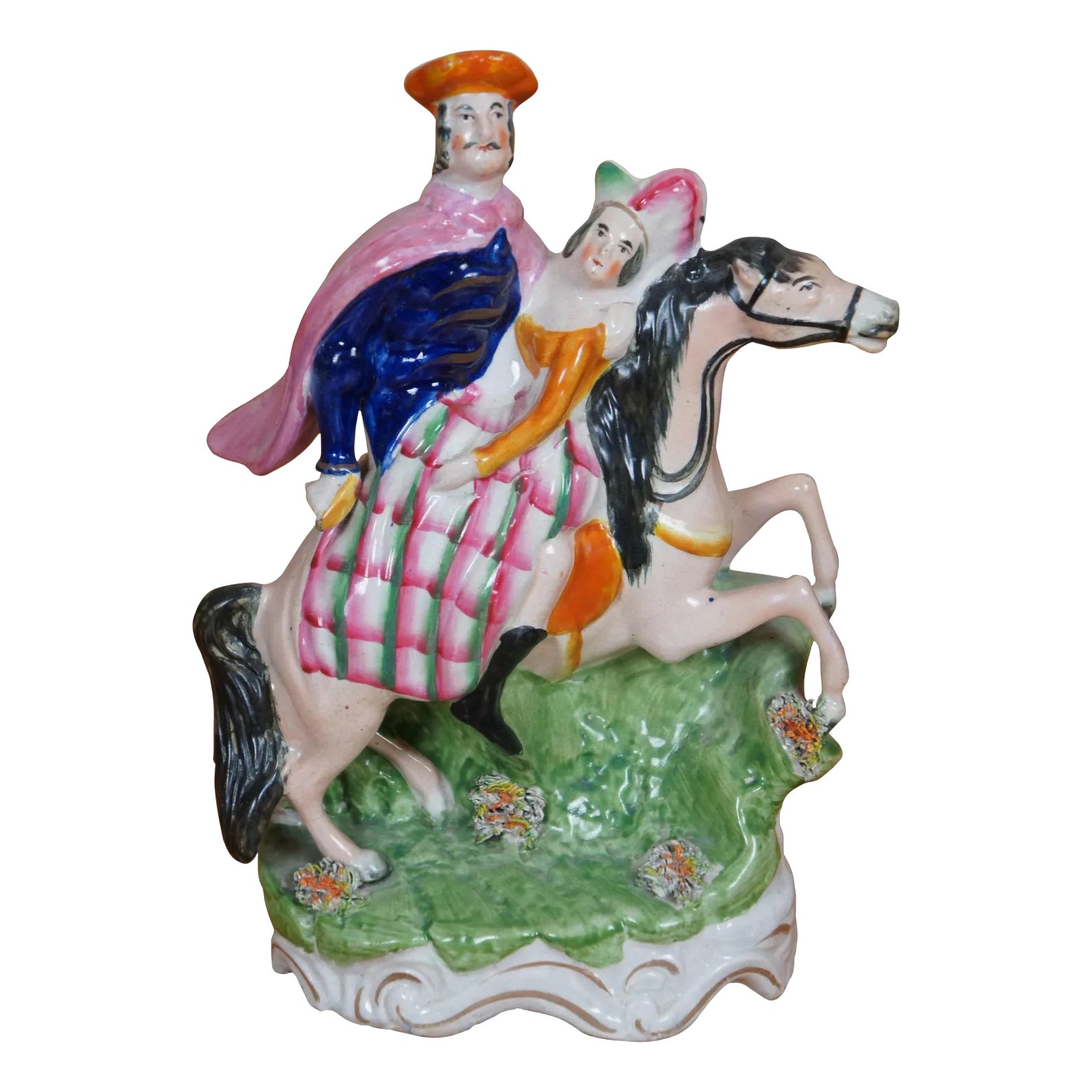 Antique Staffordshire Saint George & Princess Horseback Figurine | Chairish
