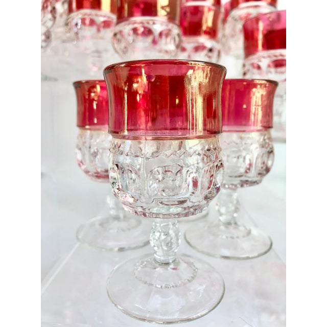 Vintage Pink Cranberry King's Crown Glassware Set - Set of 44 | Chairish