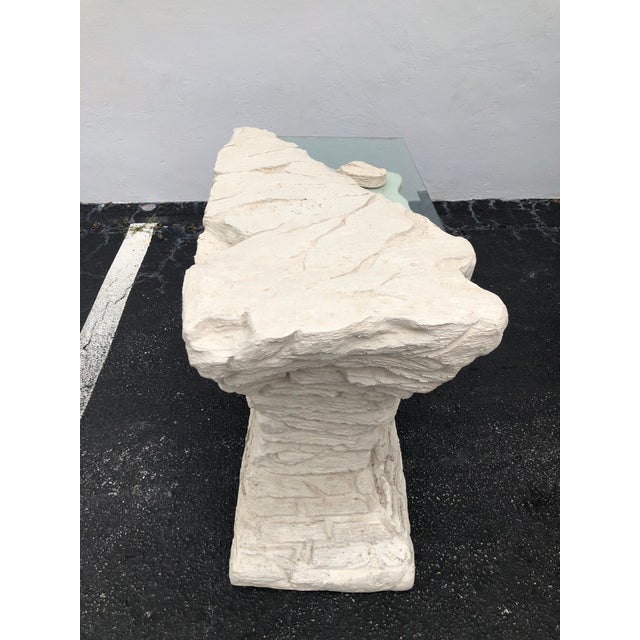 Vintage Hollywood Regency Faux Stone Rock Console Table | Chairish