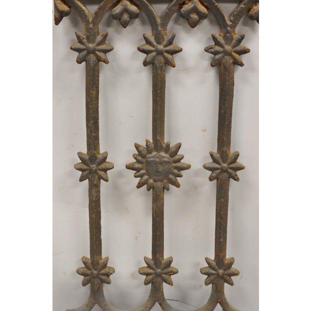 Antique Cast Iron Victorian Greek Key Sun Face Garden Fence Gate Decor ...