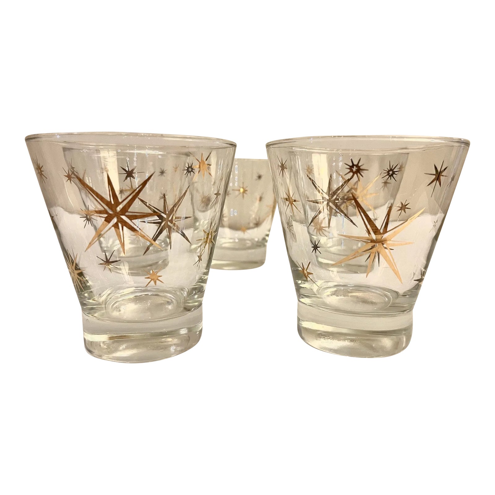 Vintage Atomic Starburst Barware Lowball Cocktail Glasses- Set of 5 ...
