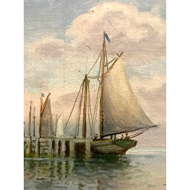 Historical New England Plein Air Harbour Oil Paintings Signed T. Bailey ...