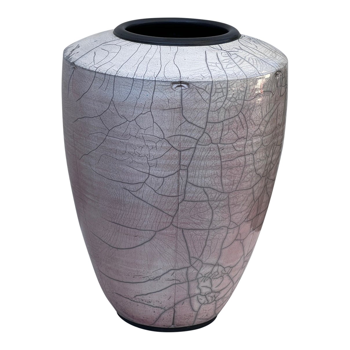 1980s Crackle Glaze Raku Pottery Vase | Chairish