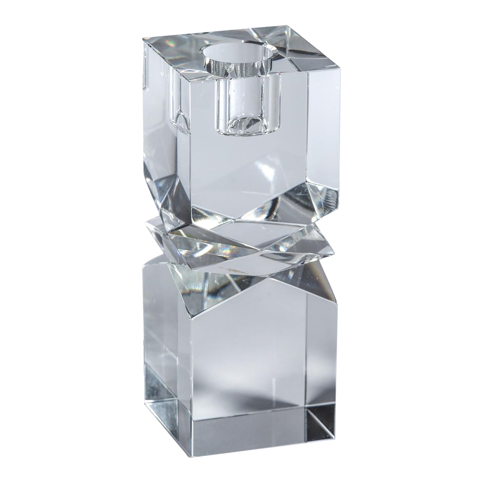 Verdun Artistry Crystal Glass Candlestick, Small, Plain Clear | Chairish