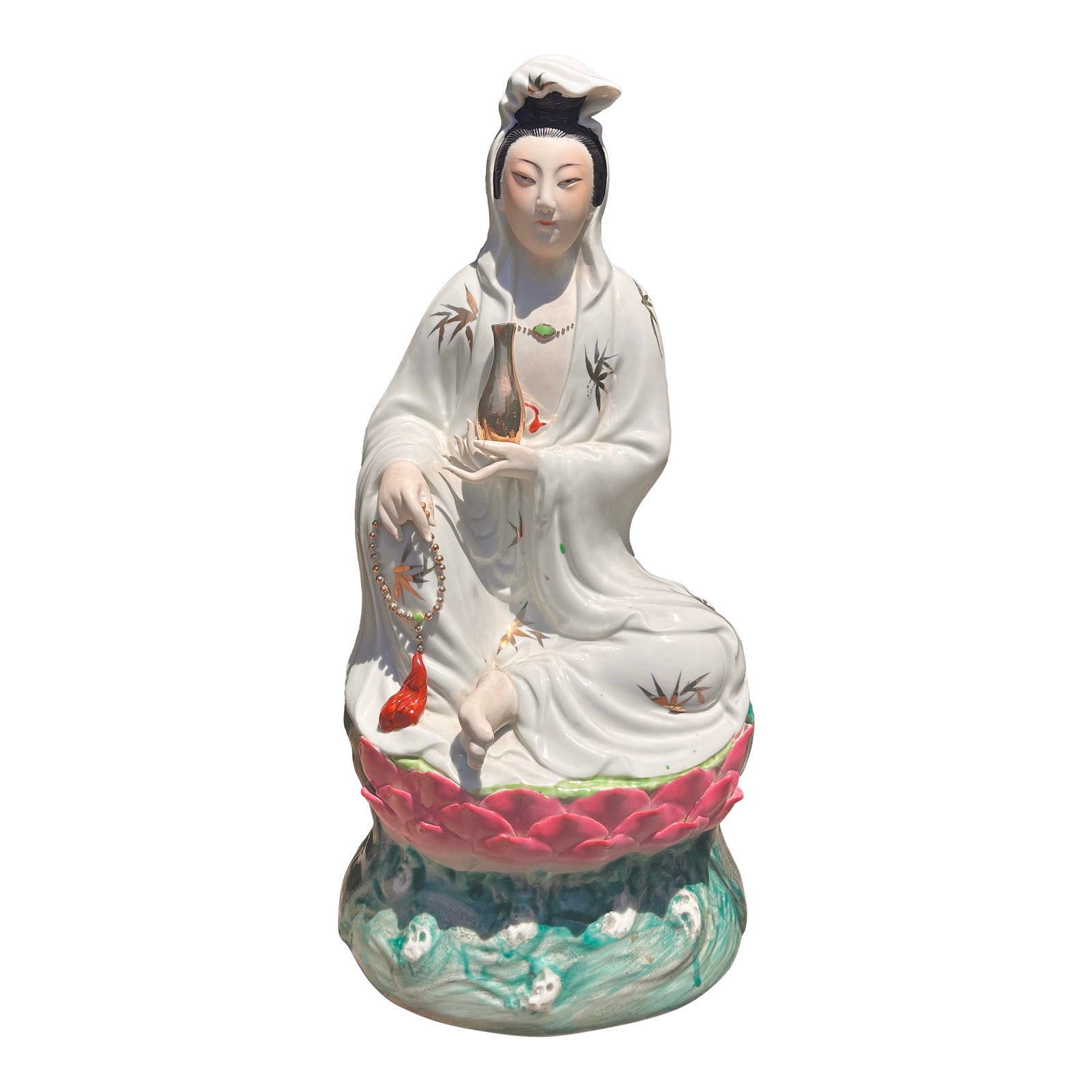 Mid 20th Century Chinese Porcelain Statue in Repose | Chairish