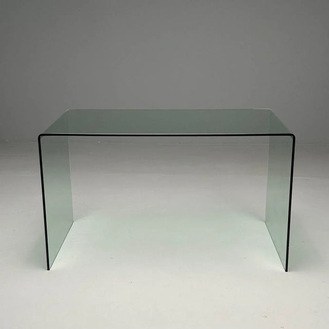Mid-Century Modern, Glass Waterfall Console Table, American | Chairish
