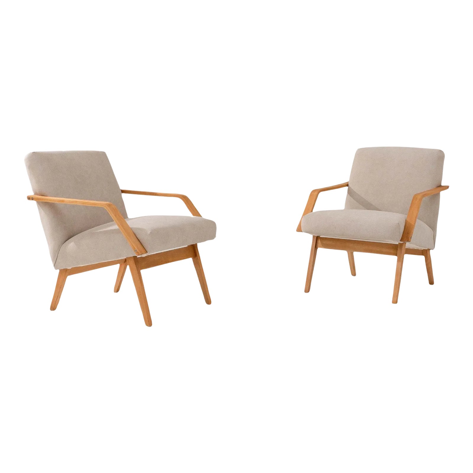 1960s Czech Upholstered Armchairs, A Pair | Chairish