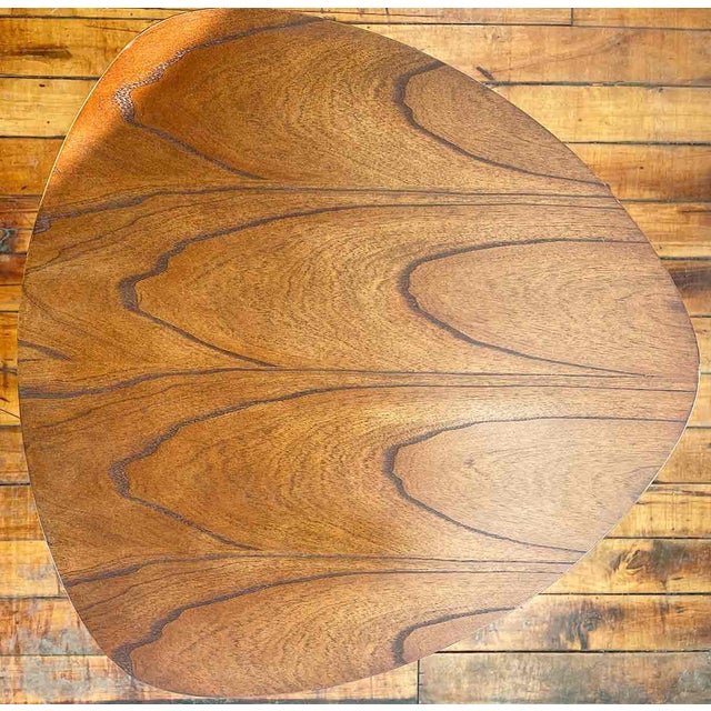 Vintage Mid-Century Three Legged Triangular Wooden Table | Chairish