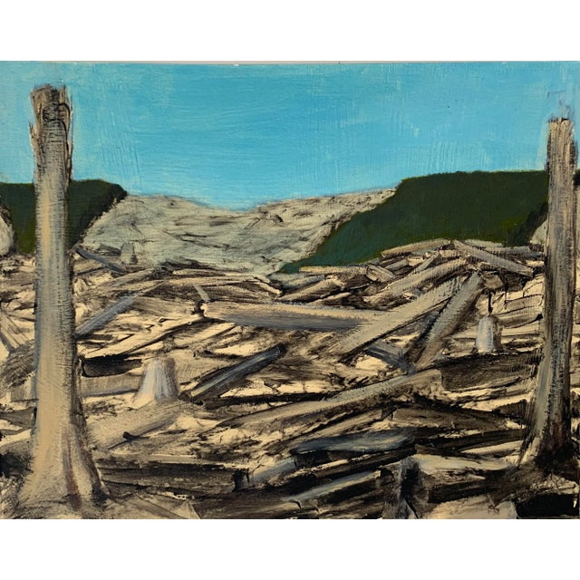 Oil Painting of a Pacific Northwest Logging Scene | Chairish