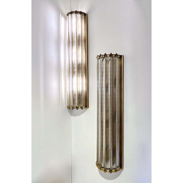 Large Size 1940s Pair Vintage Art Deco Rod Ship Light Wall Sconces ...