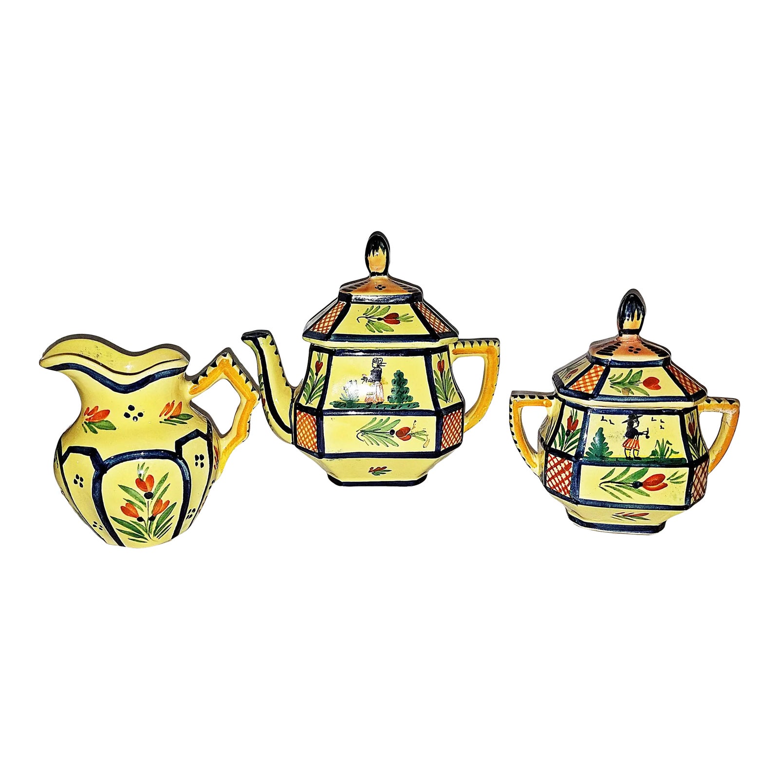 Henriot Quimper Petite Tea Set, Set of 3 | Chairish