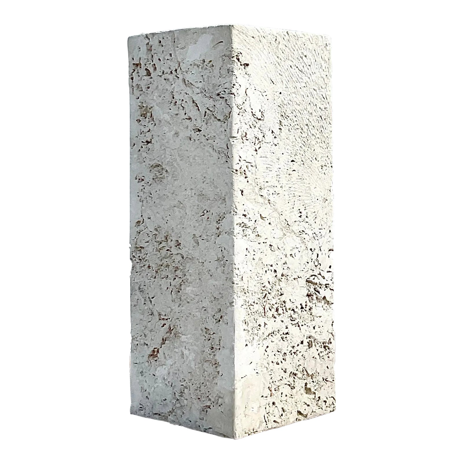 Vintage Coastal Solid Cut Coquina Stone Pedestal | Chairish