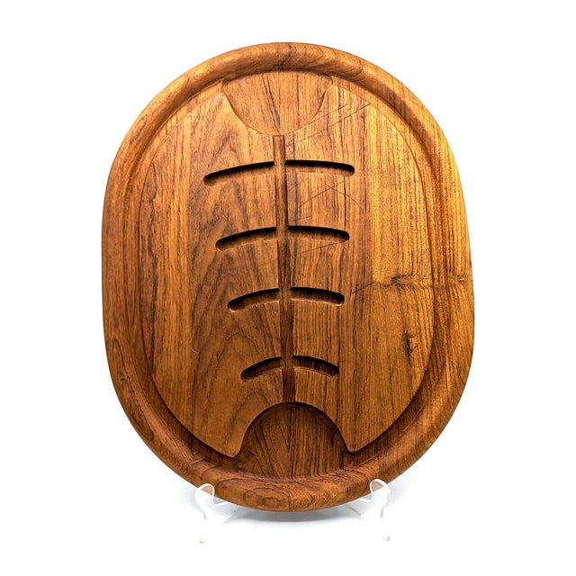 1970s Oval Shaped Teak Wood Carving Board | Chairish
