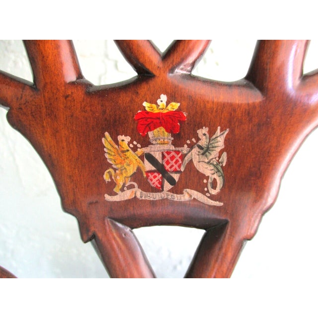 1990s Vintage Theodore Alexander Crown Lattice Back Cane Seat Wood Side ...