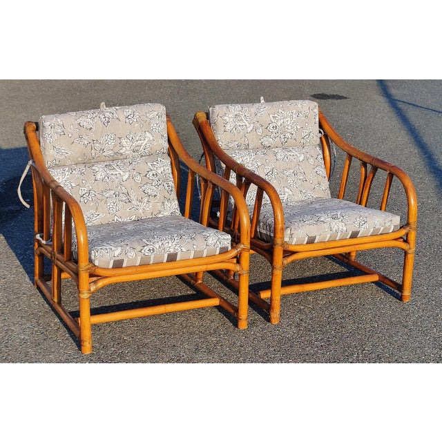 Mid 20th Century Ficks Reed Boho Chic Bamboo Lounge Chairs - a Pair ...