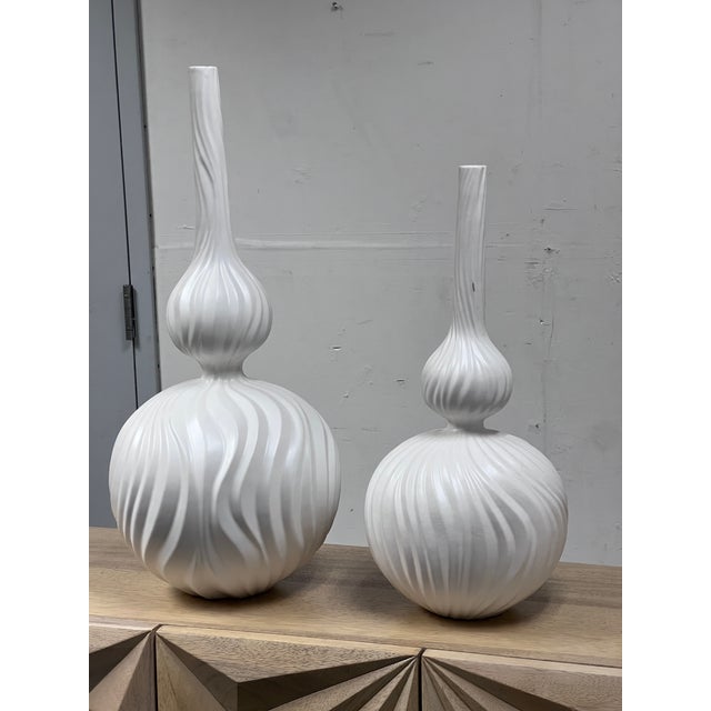 Global Views Magura Snow White Vases, a Pair | Chairish