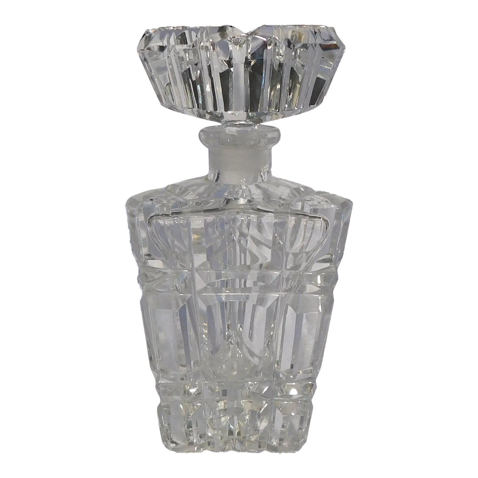 1920s Cut Crystal Triangular Perfume Bottle | Chairish