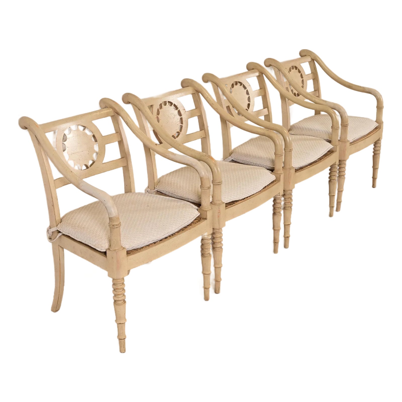 Baker Furniture British Colonial Armchairs, Set of Four | Chairish