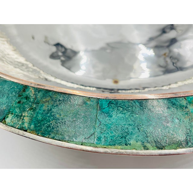 1980s Emilia Castillo Silver-Plated Serving Bowl With Malachite Inlay ...