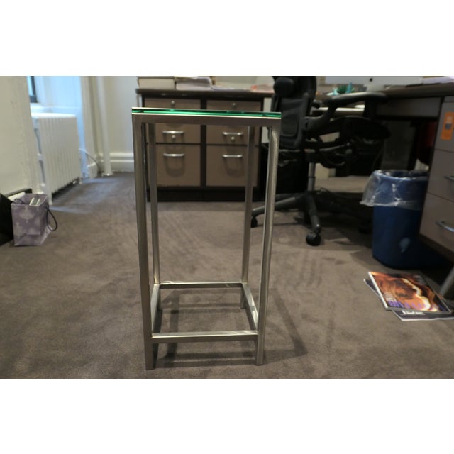 Modern Chrome and Glass Top Side Table | Chairish