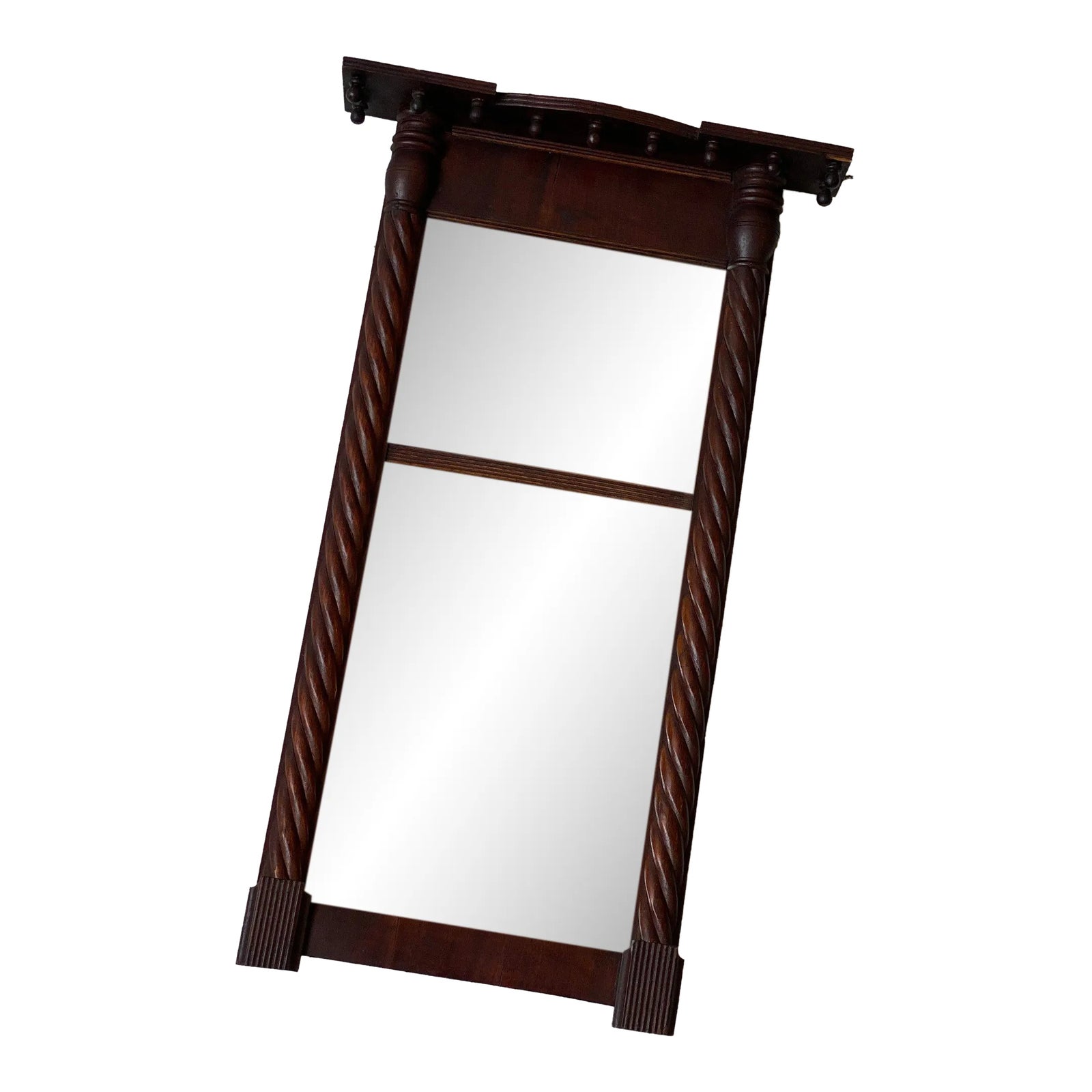 Antique Federal Split-Mirror With Barley Twist and Acorn Details, Circa ...