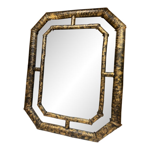 Faux Bamboo Style Mirror With Tortoise Finish | Chairish