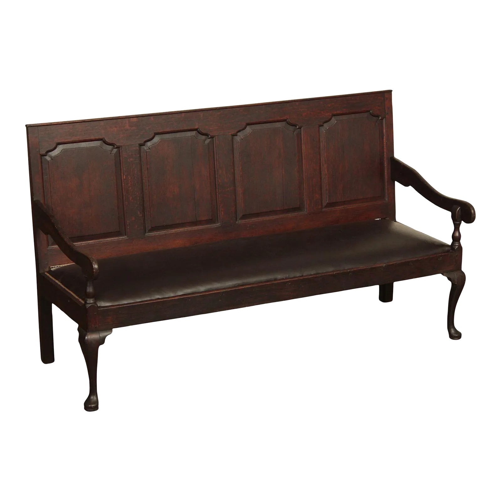 Antique 18th Century English George III Oak Settle Hall Bench | Chairish