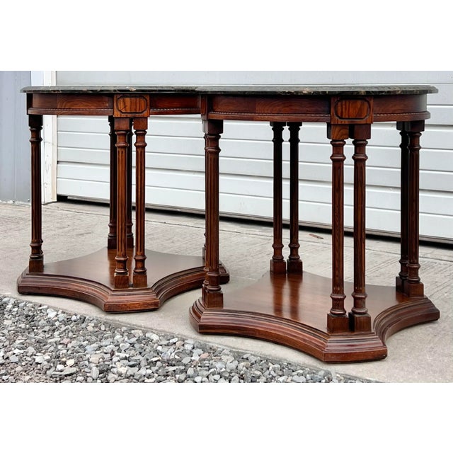 Vintage Marble Top Regency Style Side Tables - a Pair | Chairish