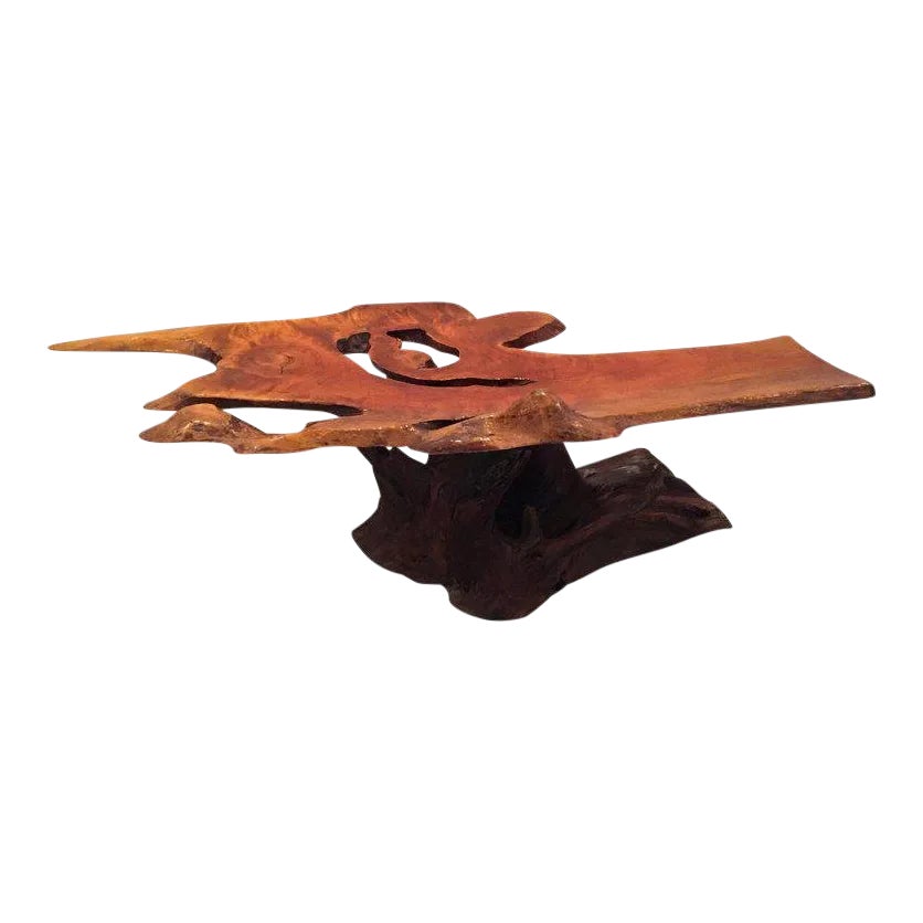 1960s Organic Modern Cherry Live Edge Cocktail Table | Chairish