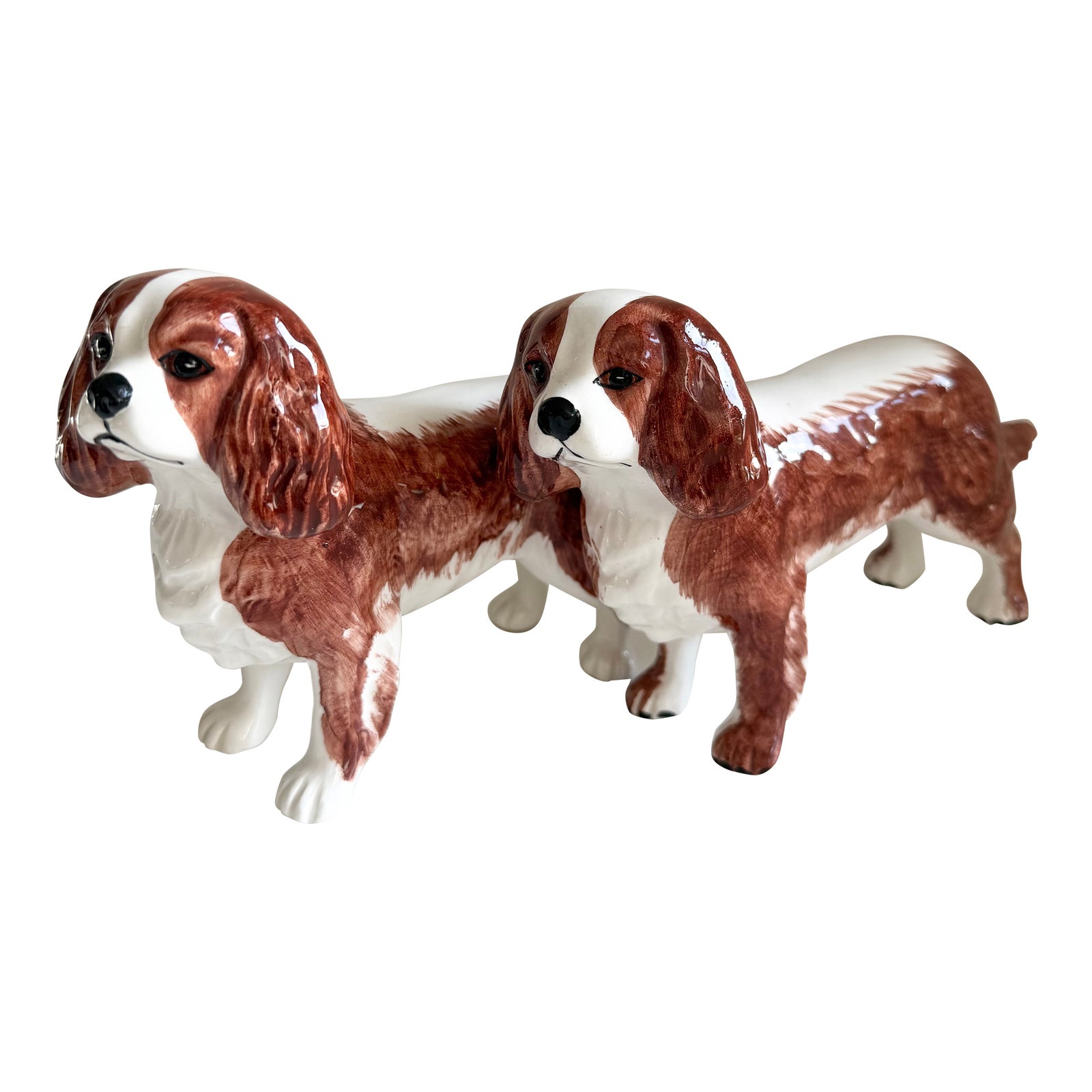 1960s Italian Porcelain Cavalier King Charles Spaniels Pair | Chairish