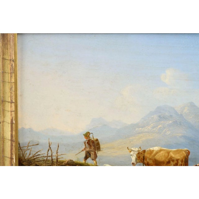German School Mountainscape Sheep and Cattle Oil Painting, 19th Century ...