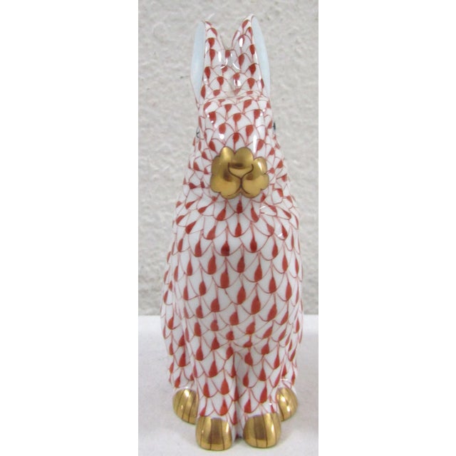 1990s Herend Hungary Fishnet Red Rust Sitting Ear Up Rabbit Figurine ...