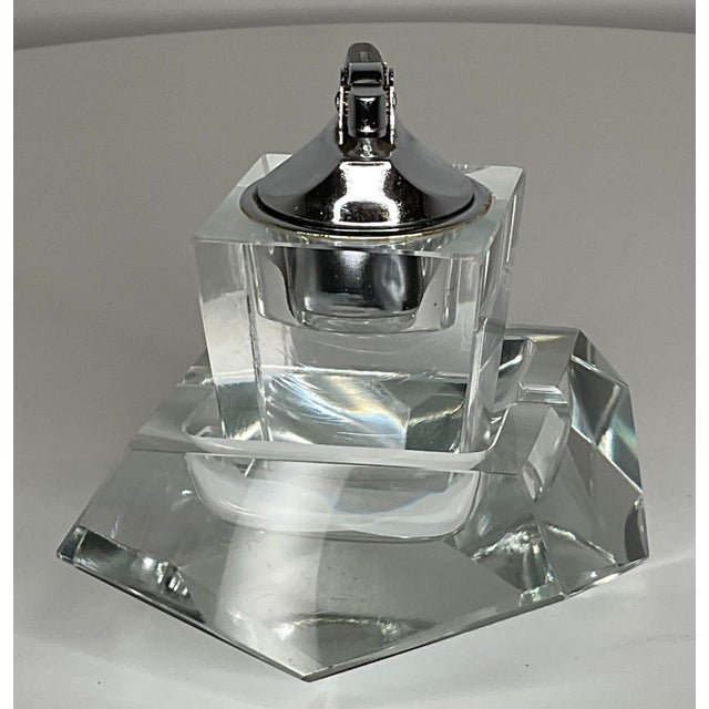 Vintage Crystal Lighter and Ashtray - 2 Piece Set | Chairish