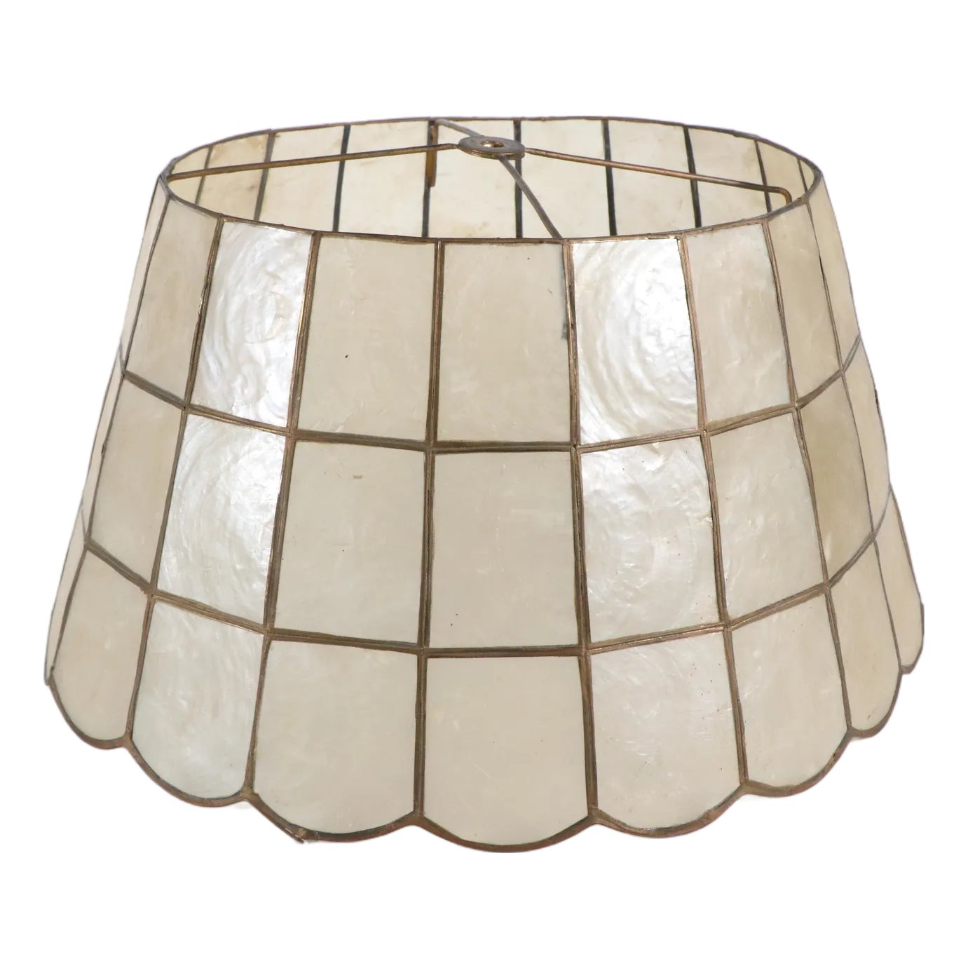 Vintage Geometric Pattern Capiz Shell Lamp Shade | Chairish