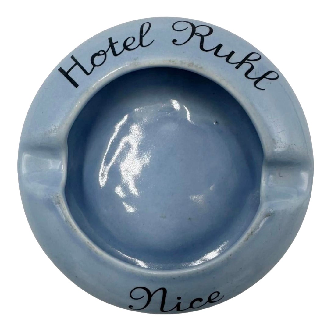 Mid 20th Century Vintage 5-Star Hotel Ruhl Nice Ashtray France Blue ...