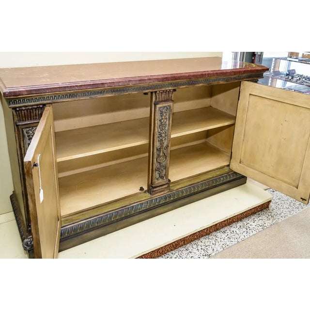 Marble Top Painted Cabinet | Chairish