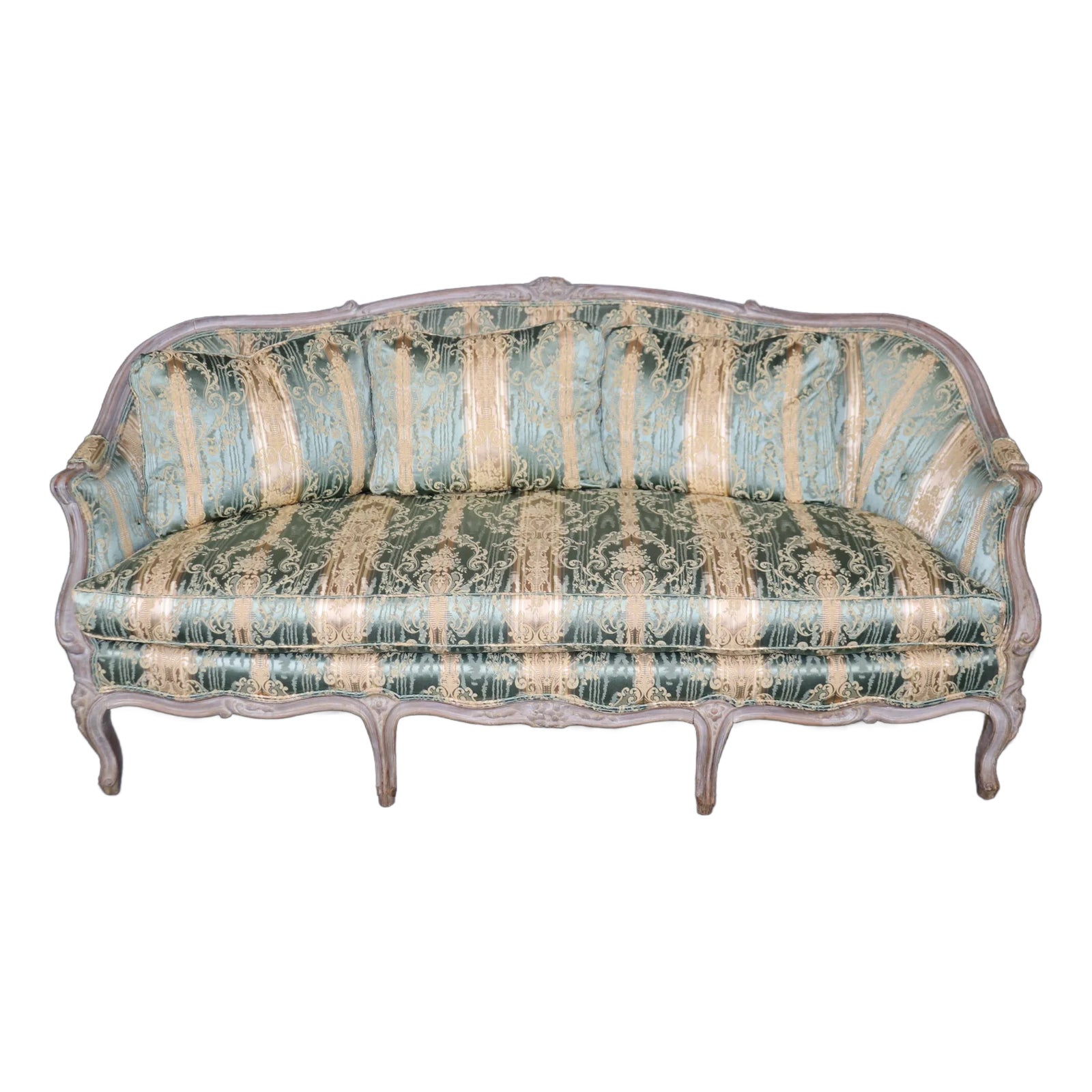 Fine Carved Disressed Painted Louis XV Settee Canape Possible Green ...