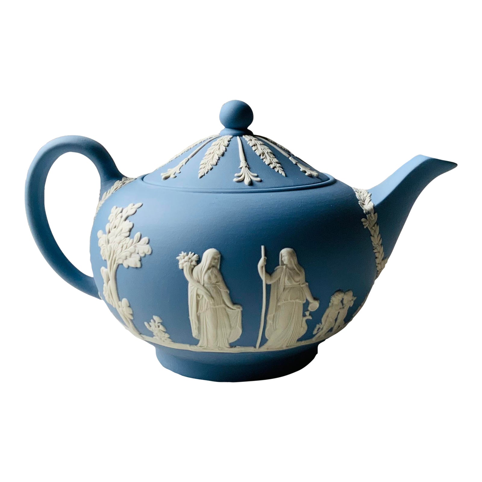 1950s Wedgwood Jasperware Teapot in Classical Blue With White ...