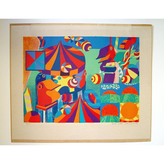 Vintage Mid Century Bent Karl Jacobsen Vintage Abstract Circus Print ...