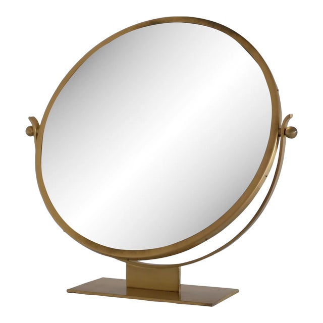 1940s Brass Table Mirror by Ystad Metall | Chairish